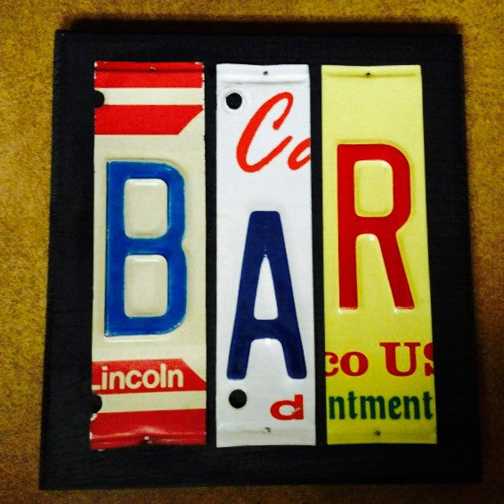 Bar license plate sign – Junque Drawer Studio